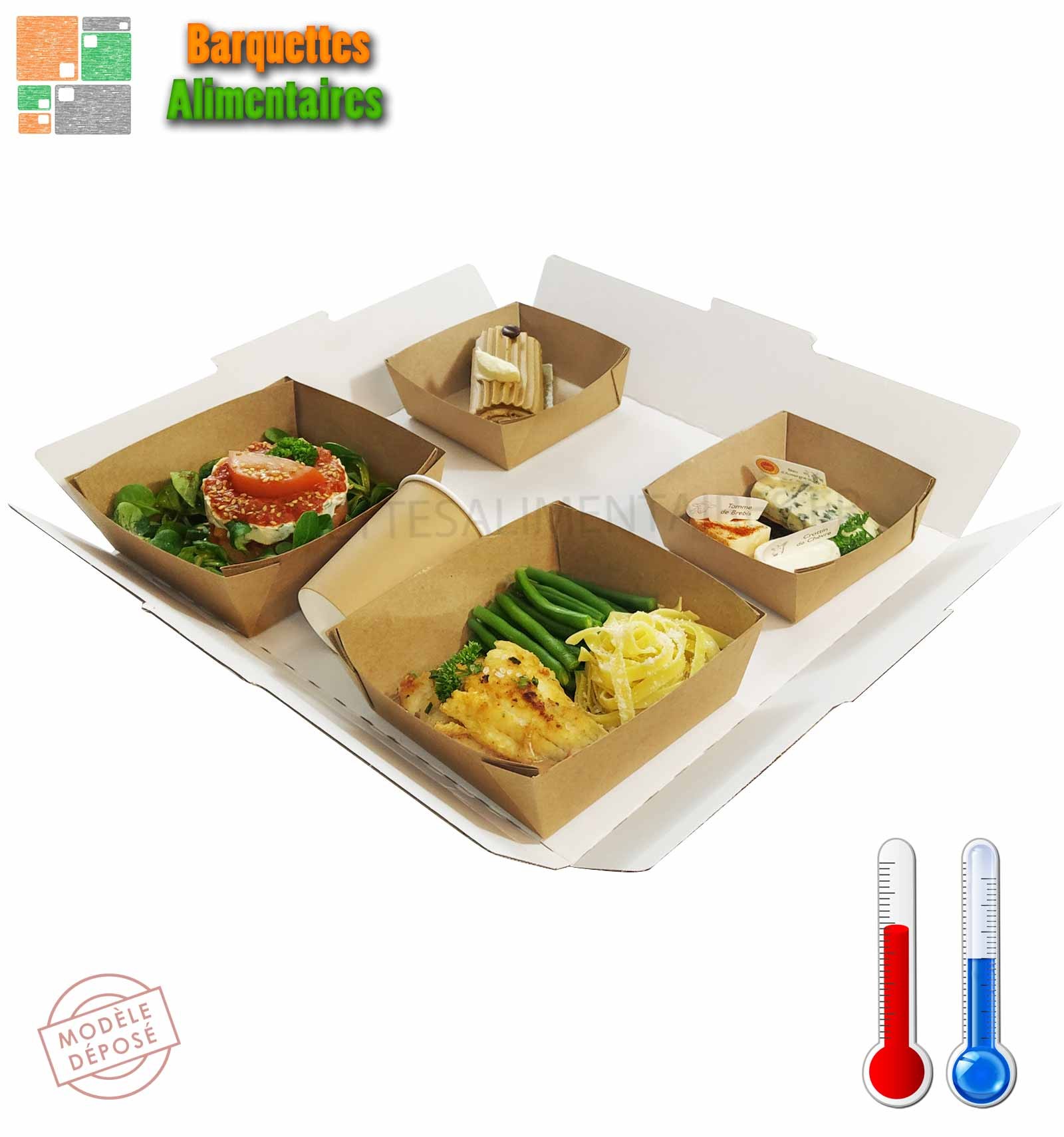 plateau repas Valence 4 compartiments carton personnalisable