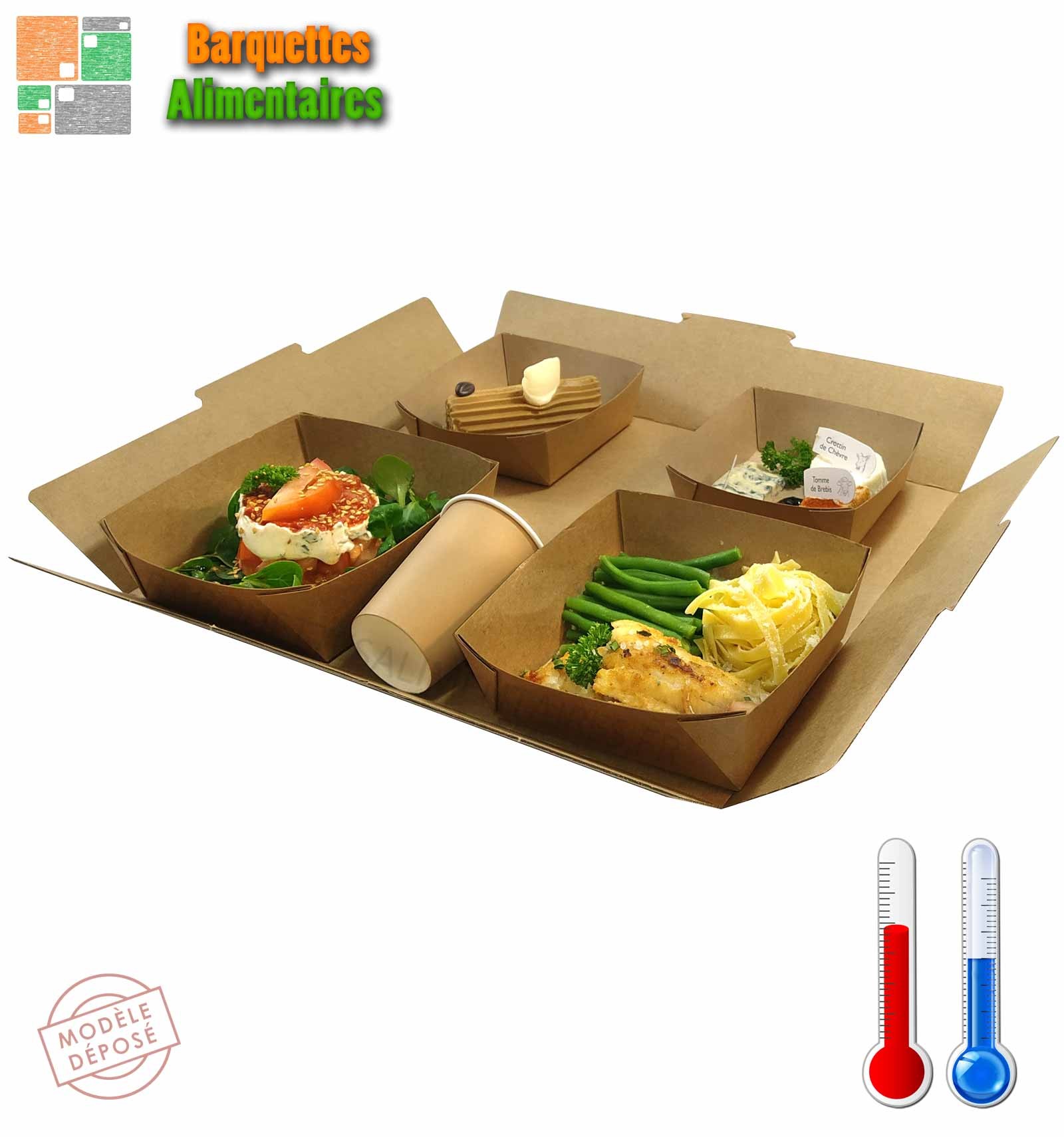 plateau repas Valence 4 compartiments carton personnalisable