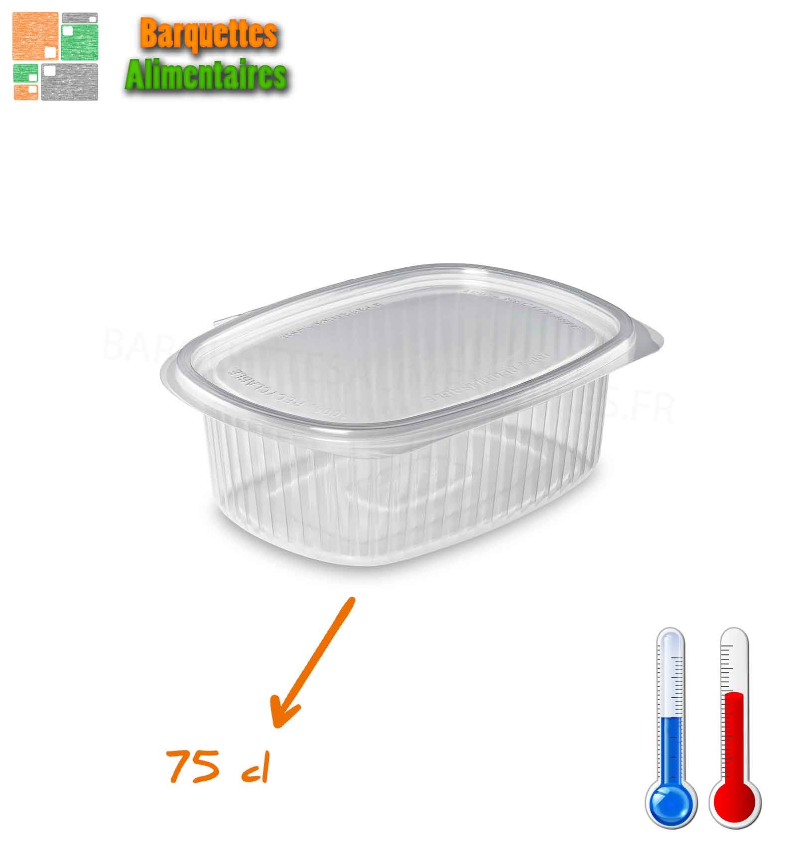 barquette standipack plastique avec couvercle 75cl micro-ondable